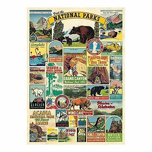 Cavallini Decorative Wrap Poster, National Parks, 20 x 28 inch Italian Archival Paper (WRAP/NP)