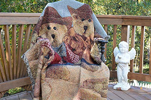 Tache Meanwhile in The West Cute Western Cowboy Teddy Bear Woven Tapestry Throw Blanket, 50" x 60"