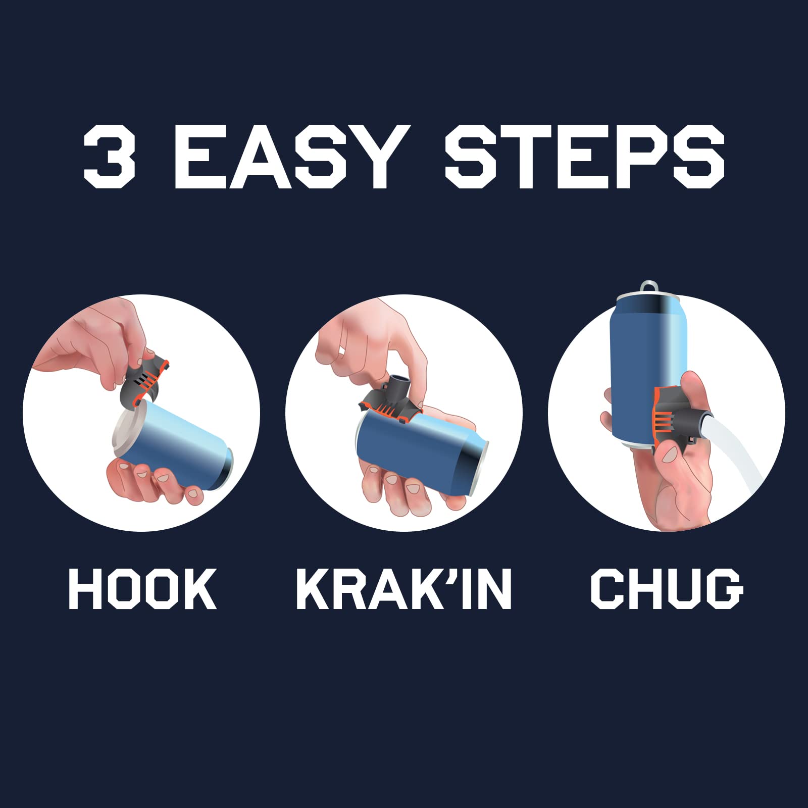 The Krak'in 2.0 (3-Pack) - Innovative Shotgun Tool with Built-in Funnel - Great for Tailgate, Golf Course, Beach, Grad, Bachelorette Party, College House Party, Spring Break, Snowboarding, etc.