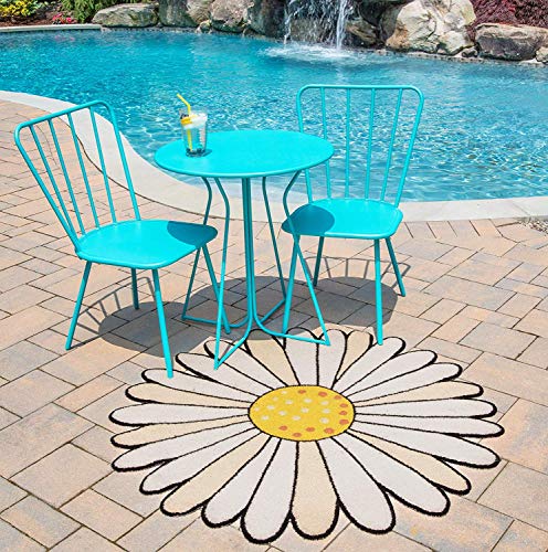 Novogratz by Momeni Rugs Cucina Daisy Round Kitchen Mat 4' x 4', Ivory