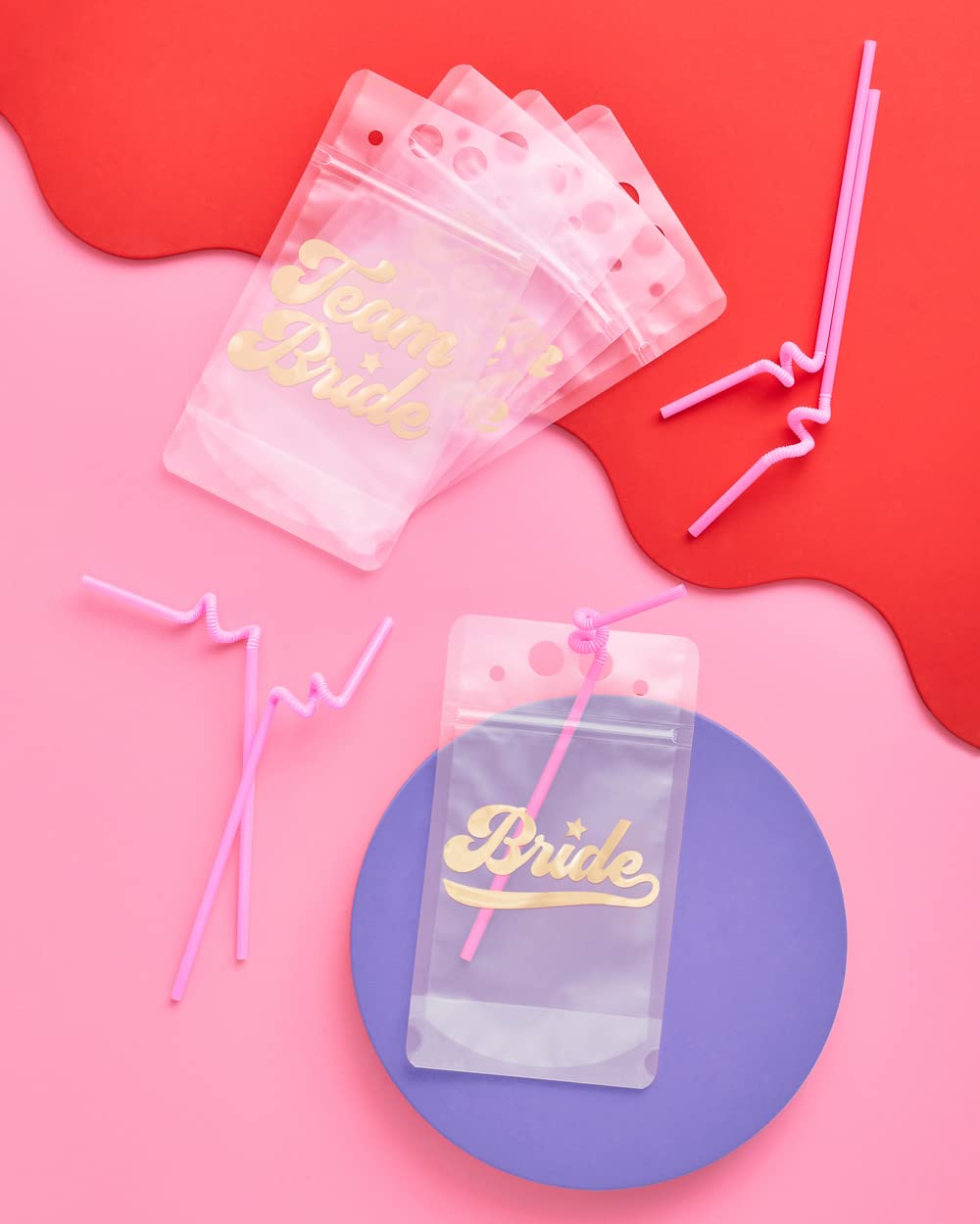 xo, Fetti Bachelorette Party Decorations Team Bride Drink Pouches - 16 ct | Bridal Cups, Bridesmaid Favor