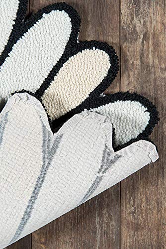 Novogratz by Momeni Rugs Cucina Daisy Round Kitchen Mat 4' x 4', Ivory