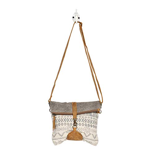 Myra Bag Imbicrate Upcycled Canvas & Cowhide Leather Small Crossbody Bag S-1262