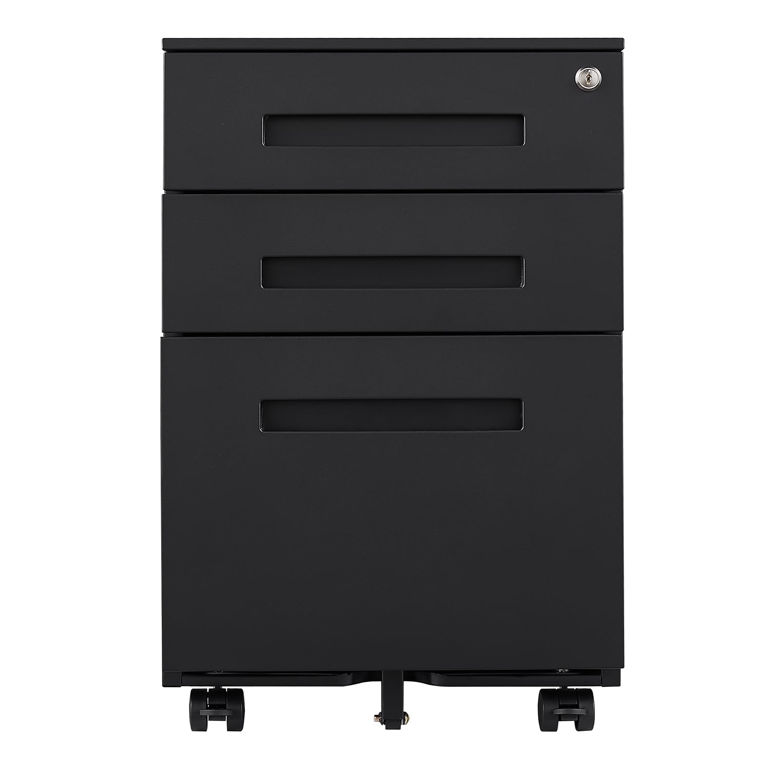 Gustonhon 3-Drawer Mobile File Cabinets Rolling Metal Filing Cabinet for Legal & Letter File Anti-tilt Design with Lock Under Desk Office Drawers Fully Assembled Except Casters (Matt Black)