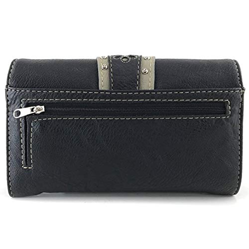 Zelris Western Floral Blossom Buckle Women Conceal Carry Tote Handbag Purse Set (Black)