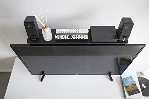 Yamazaki Home Smart VESA-Compliant TV Shelf floating shelves, One Size, Black