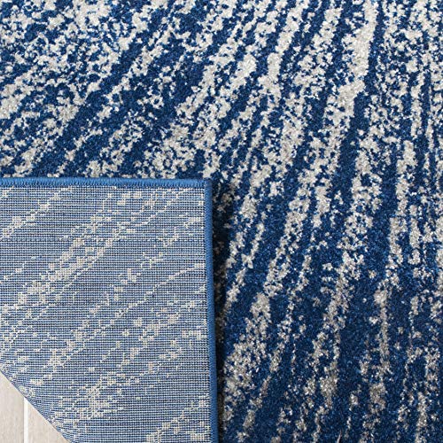 SAFAVIEH Evoke Collection 6'7" Round Navy/Ivory EVK228N Abstract Burst Non-Shedding Dining Room Entryway Foyer Living Room Bedroom Area Rug