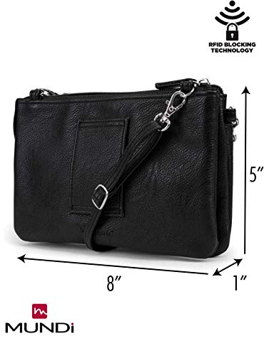 Mundi Brady Anti Theft Womens Cell Phone Crossoby Bag RFID Purse Wallet (Black)