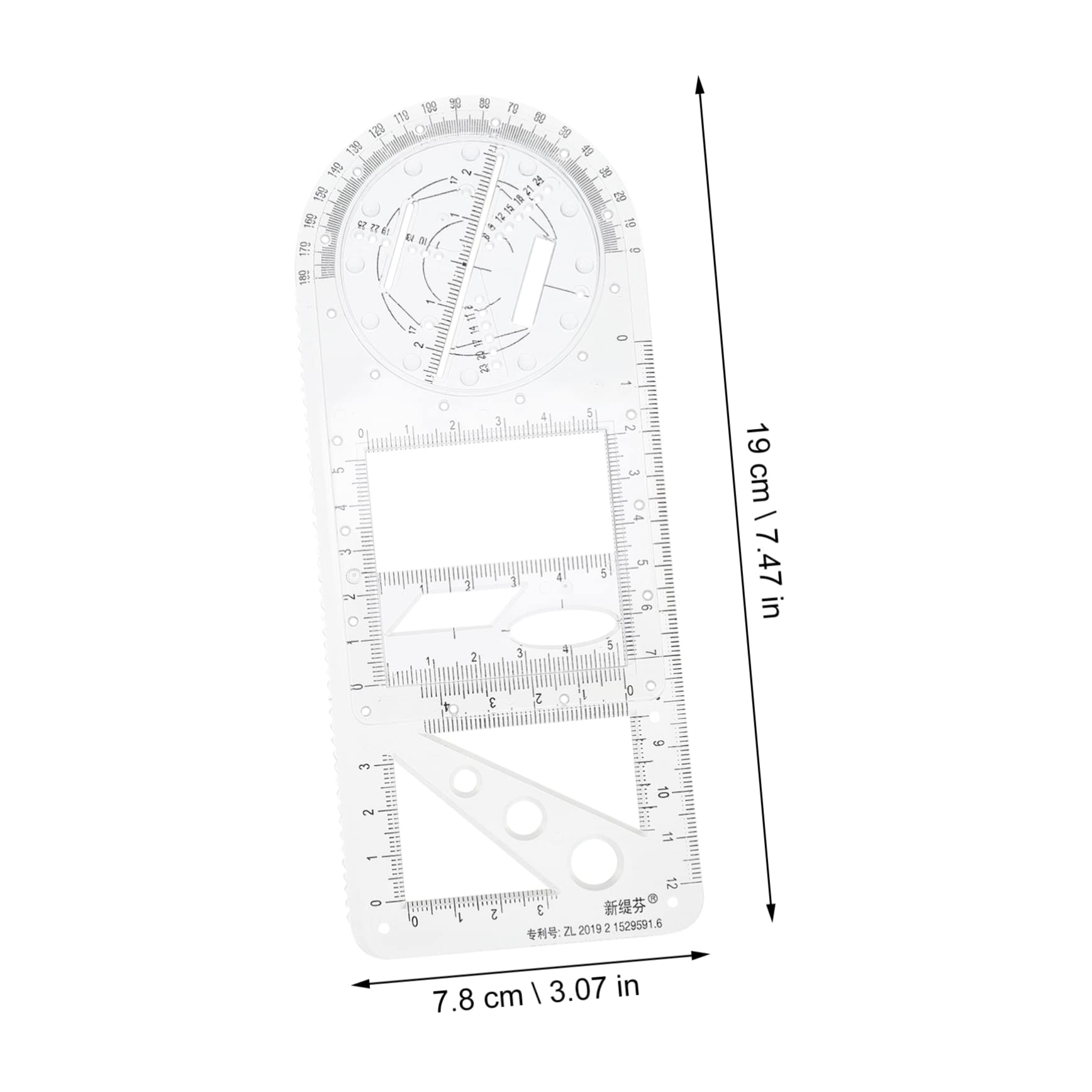 Ciieeo Multi-Functional Ruler Set for Boys and Girls Scale Ruler Geometric Drawing Template for School Education