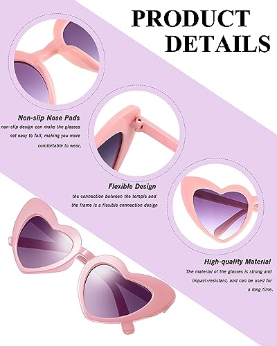 Xuhal 12 Pairs Valentines Day Heart Party Sunglass Bulk Bachelorette Glasses with DIY Letter Bead Pearl for Wedding Party(White, Pink)