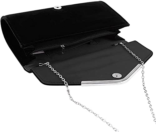 BBjinronjy Women Clutch Purse Evening Bag Prom Handbag With Detachable Chain for Wedding Velvet Elegant (Black)