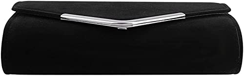 BBjinronjy Women Clutch Purse Evening Bag Prom Handbag With Detachable Chain for Wedding Velvet Elegant (Black)