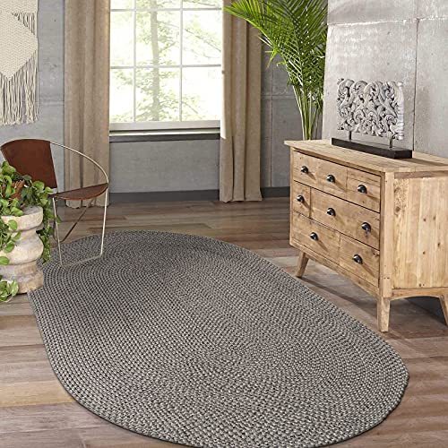 DECOMALL Azure Braided Oval Indoor Outdoor Area Rugs, 4’x6’ Oval Grey