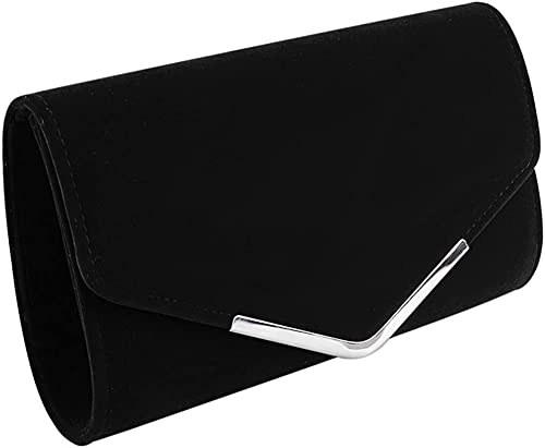 BBjinronjy Women Clutch Purse Evening Bag Prom Handbag With Detachable Chain for Wedding Velvet Elegant (Black)