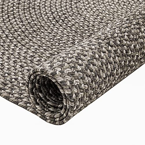 DECOMALL Azure Braided Oval Indoor Outdoor Area Rugs, 4’x6’ Oval Grey