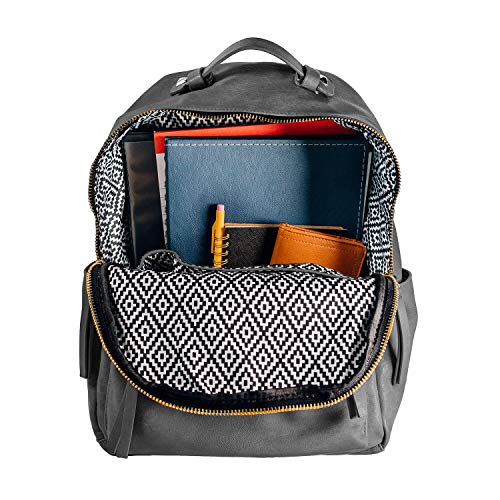 Madison West Kylee Backpack Purse for Women, Casual Daypack Handbag, Soft Vegan Leather - Charcoal