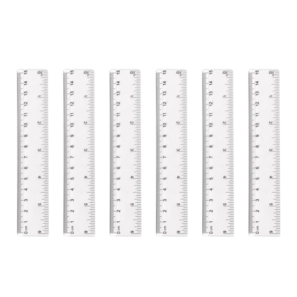 UUYYEO 12 Pcs Clear Plastic Straight Ruler School Measuring Ruler Student Learning Ruler Office Drafting Ruler 2 Scale Rulers Artist Drawing Rulers 15 cm