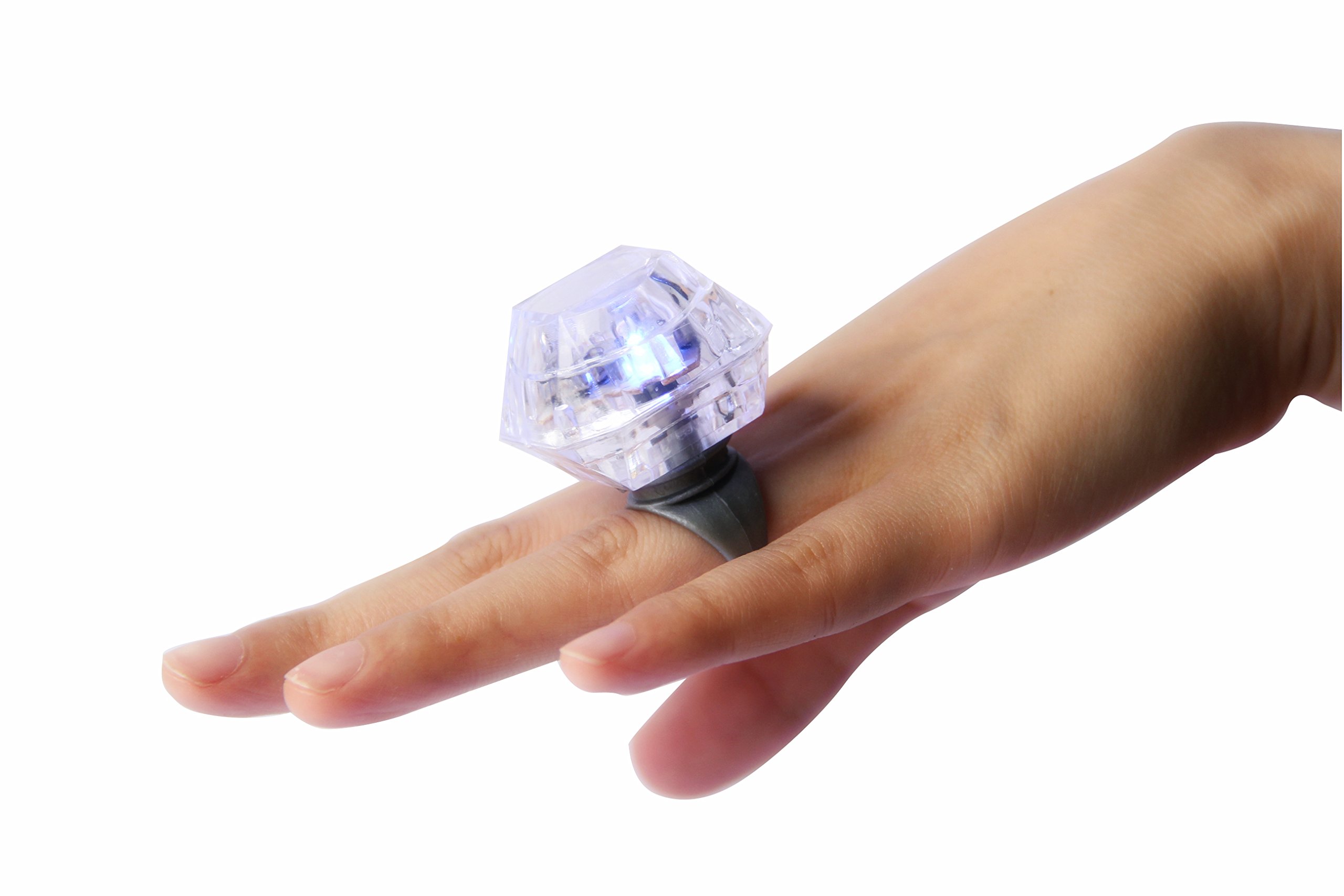ROUNDSQUARE Bachelorette Party Light Up Rings Engagement Diamond Rings – 10 Packs