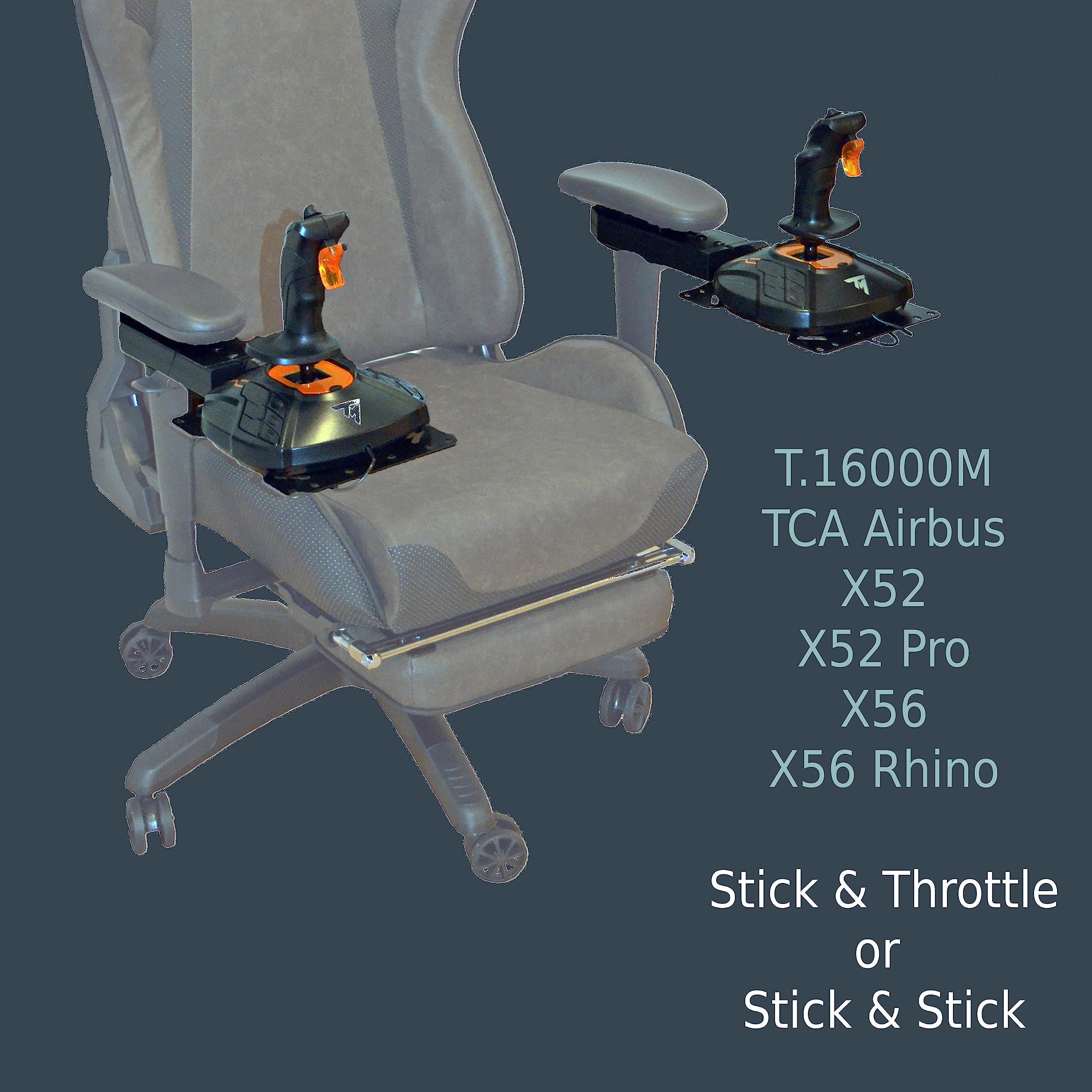 Unbound System | Flight Sim - Set of 2 Removable Modular Chair Mounts T.16000M | TCA Airbus | X52 | X52 Pro | X56 | X56 Rhino by Tecicity