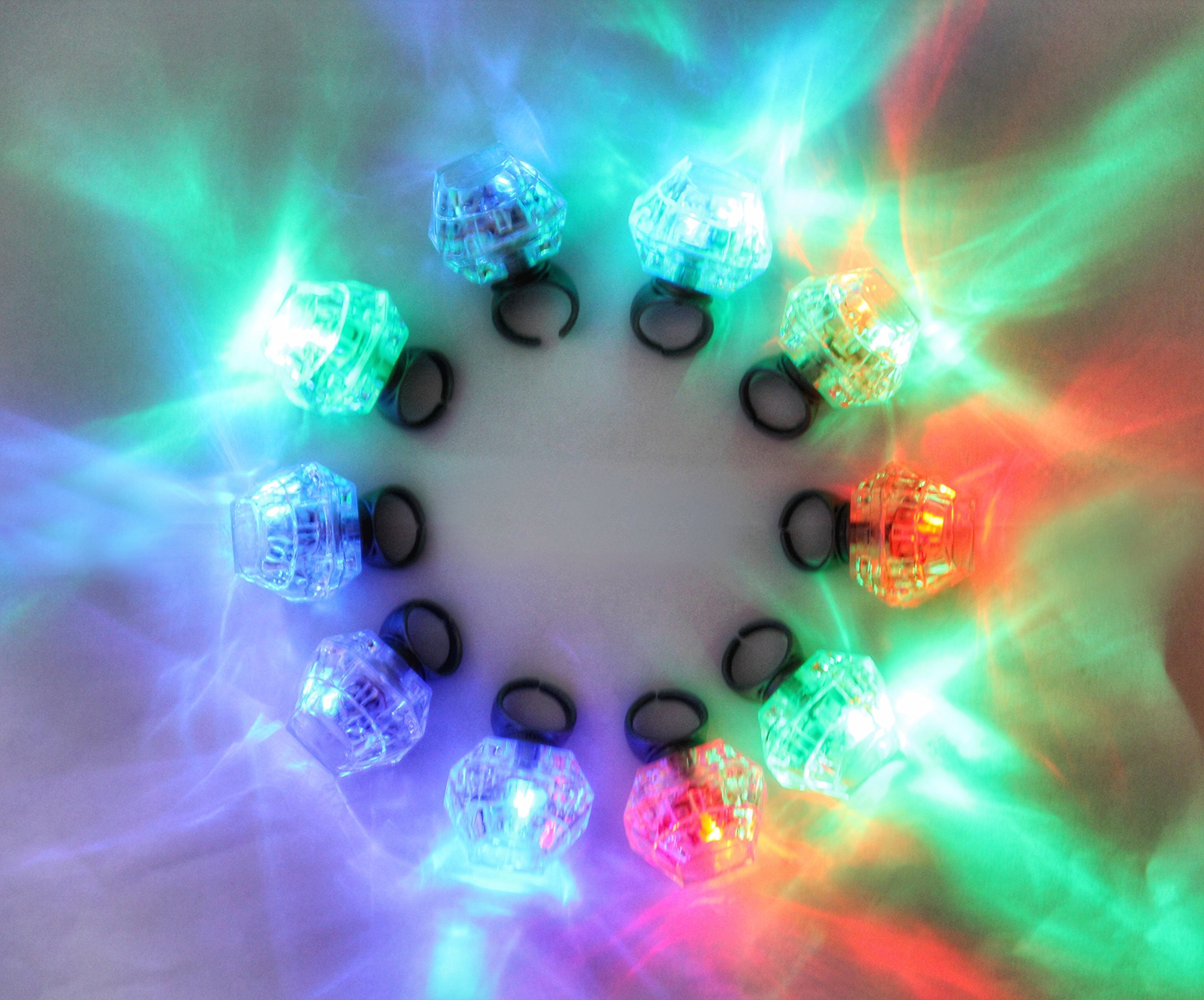 ROUNDSQUARE Bachelorette Party Light Up Rings Engagement Diamond Rings – 10 Packs