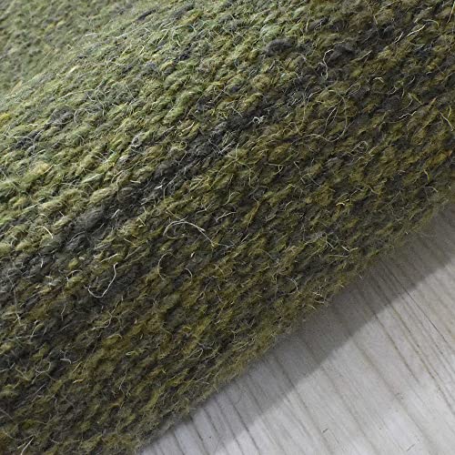 Rugsotic Carpets Hand Woven Flat Weave Kilim Wool 3'x5' Area Rug Solid Olive D00111