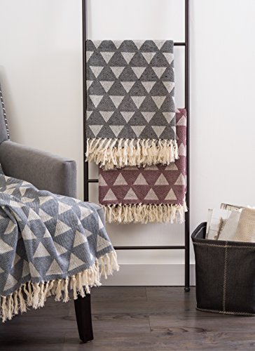 DII Mid-Century Modern Decorative Triangle Woven Throw, 50x60, BlackBerry