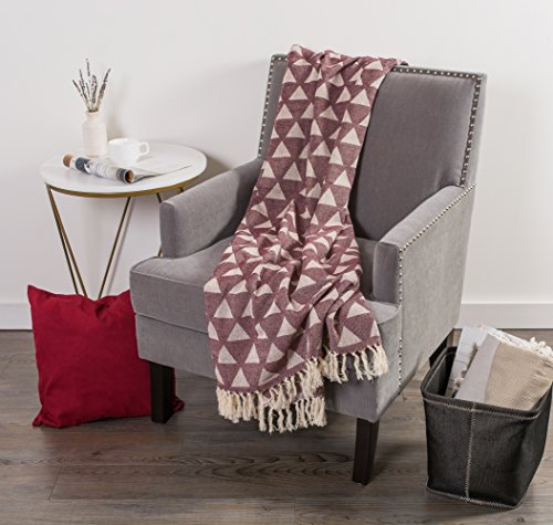 DII Mid-Century Modern Decorative Triangle Woven Throw, 50x60, BlackBerry