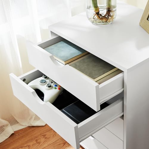 NEWBULIG 5 Drawer Storage Organizer, Wood File Cabinets with Wheels, Large Printer Stand for Home Office Study Dressing Room