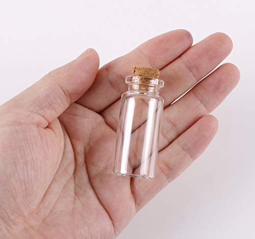 MaxMau Small Bottles with Corks,10 Milliliter 100 Packs Tiny Vials Mini Cork Stopper Clear Jars for DIY Art Crafts Projects Party Decoration Wedding Favors
