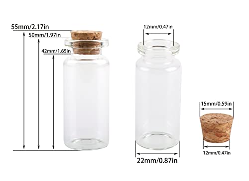 MaxMau Small Bottles with Corks,10 Milliliter 100 Packs Tiny Vials Mini Cork Stopper Clear Jars for DIY Art Crafts Projects Party Decoration Wedding Favors