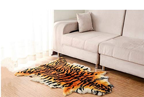 Tiger Area Rug Chic Style Leopard Skin Printed Rugs Australia Sheepskin Carpet Soft Plush Eco-Friendly Fits Perfectly in Living Room/Bed Room or as a Couch Decor One Pelt 1 Pack
