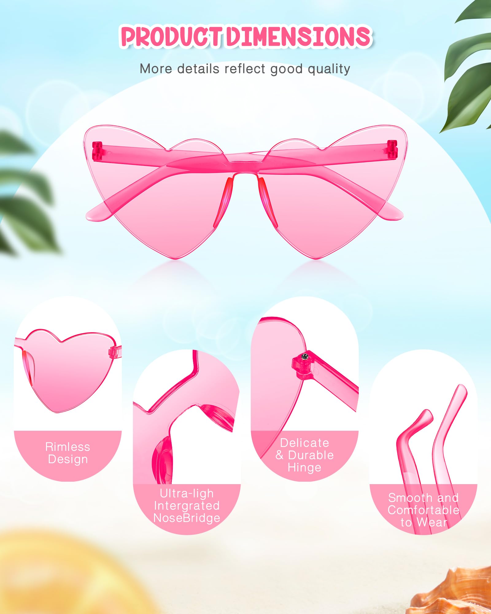 Chicpop 12 Pcs Heart Sunglasses For Women Cute Fun Bachelorette Glasses Bulk for Party Favors