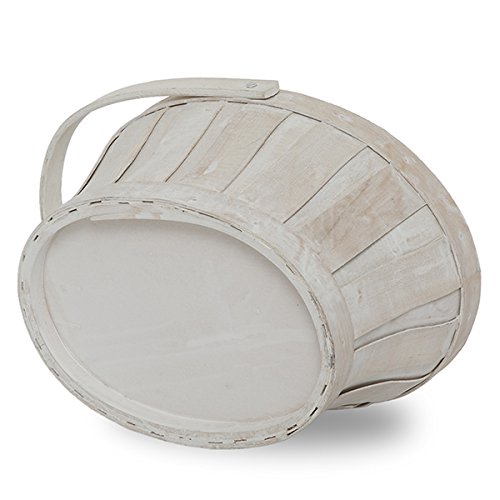 The Lucky Clover Trading White Wash Oval Woodchip Handle, 9" L Basket