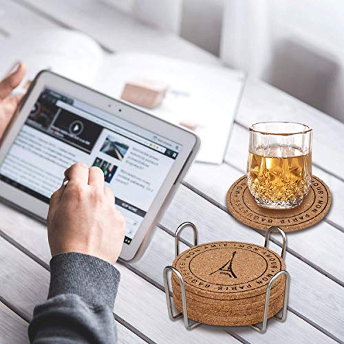 iziusy 2 Pieces 4.5 Inch Stainless Steel Coasters Holder Storage for Both Round and Square Coasters, Hold Up 4 to 7 Coasters