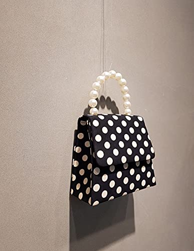 Mellshy Women Polka Dot Tote Bag Top Handle Bag Shoulder Bag Crossbody Bag (Black)