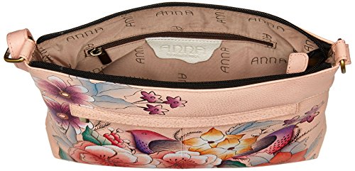 Anna by Anuschka Women's Genuine Leather Medium Crossbody with External Zipper Pocket | Hand Painted Original Artwork | Vintage Garden