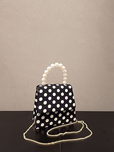 Mellshy Women Polka Dot Tote Bag Top Handle Bag Shoulder Bag Crossbody Bag (Black)