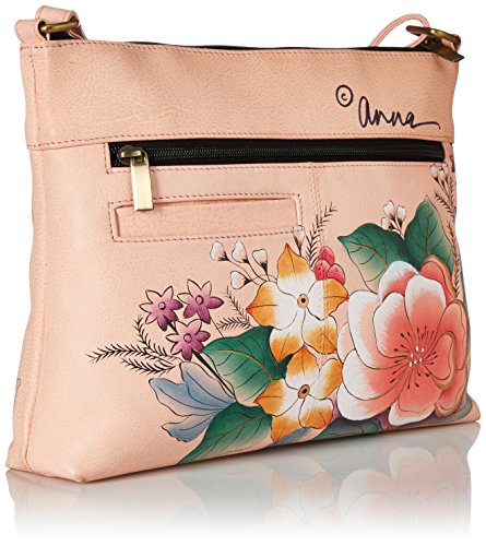 Anna by Anuschka Women's Genuine Leather Medium Crossbody with External Zipper Pocket | Hand Painted Original Artwork | Vintage Garden
