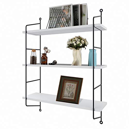 3 Tier White Wall Shelf, Bathroom Shelves Wall Mounted Industrial Floating Shelves Hanging Storage Rack Wall Rack Holder Rack For Bedroom