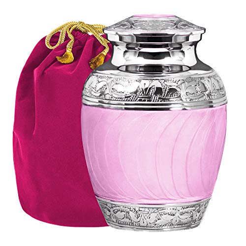 Trupoint Memorials Cremation Urns for Human Ashes - Decorative Urns, Urns for Human Ashes Female & Male, Urns for Ashes Adult Female, Funeral Urns - Light Pink, Medium