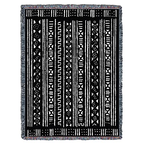 Pure Country Weavers Mud Cloth Blanket - African Style - African Cultural Gift Tapestry Throw Woven from Cotton - Made in The USA (72x54)