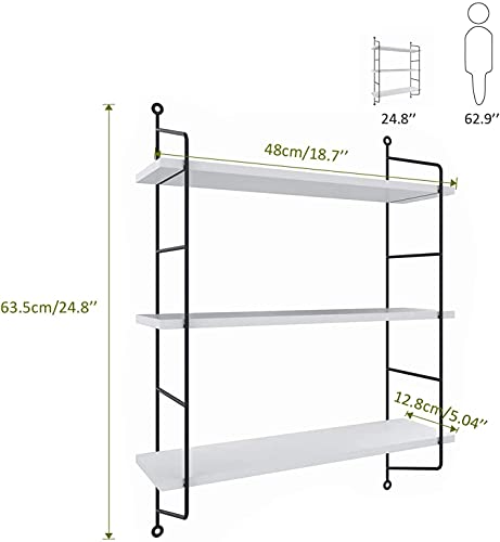 3 Tier White Wall Shelf, Bathroom Shelves Wall Mounted Industrial Floating Shelves Hanging Storage Rack Wall Rack Holder Rack For Bedroom