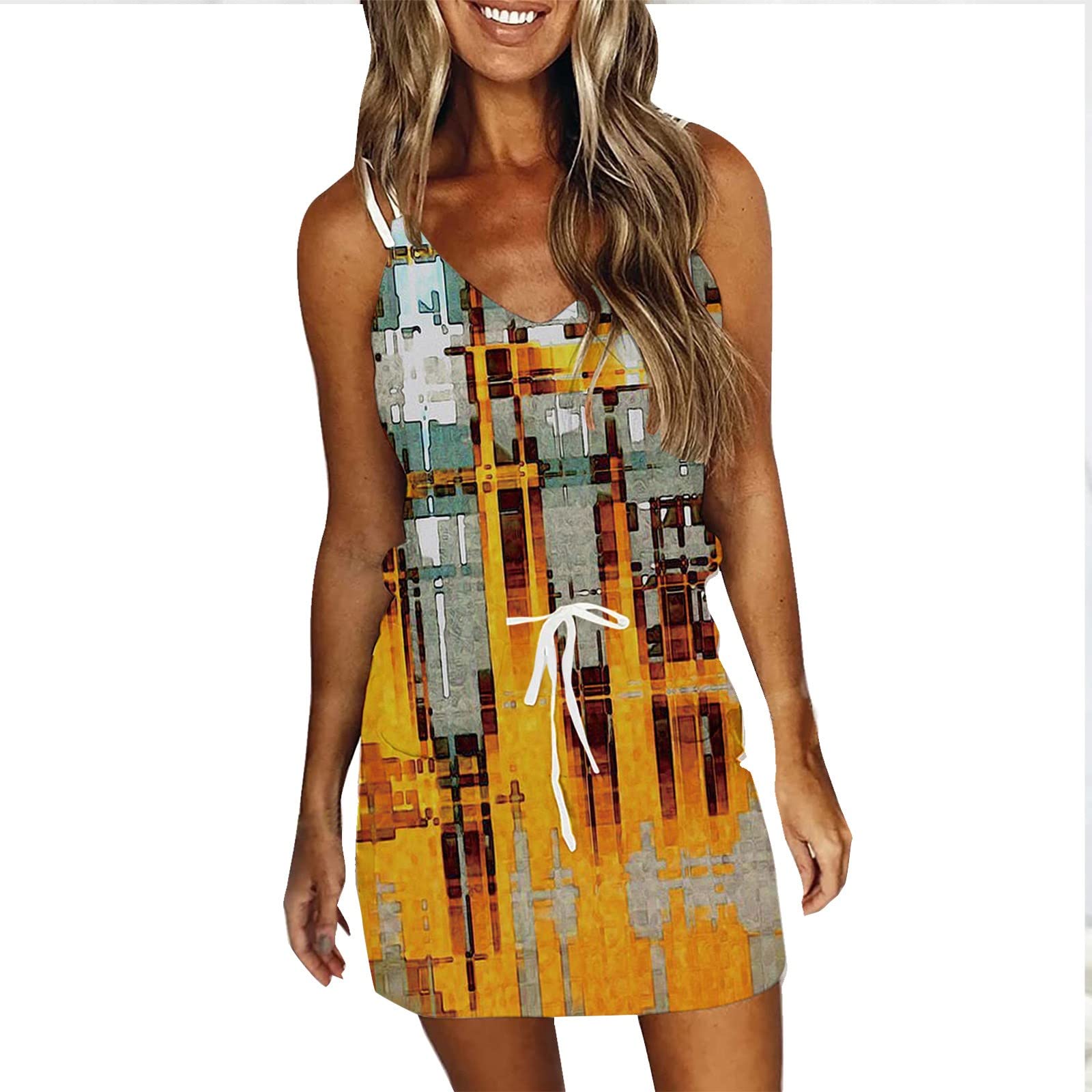 Cute Summer Dresses for Women Women's Casual Summer Short Sleeve Knee Length Mini Solid Color Pleated Dress