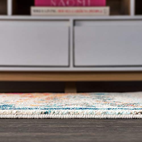 JONATHAN Y Contemporary POP Modern Abstract Brushstroke Cream/Blue 8 ft. x 10 ft. Area-Rug, Bohemian, Easy-Cleaning, for Bedroom, Kitchen, Living Room, Non Shedding (CTP102C-8)