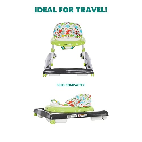 Dream On Me 2-in-1 Ava Baby Walker, Easy Convertible Baby Walker, Walk Behind, Height Adjustable Seat, Added Back Support, Detachable Slate, Green