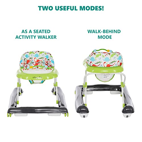 Dream On Me 2-in-1 Ava Baby Walker, Easy Convertible Baby Walker, Walk Behind, Height Adjustable Seat, Added Back Support, Detachable Slate, Green
