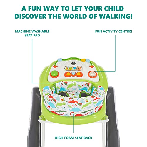 Dream On Me 2-in-1 Ava Baby Walker, Easy Convertible Baby Walker, Walk Behind, Height Adjustable Seat, Added Back Support, Detachable Slate, Green