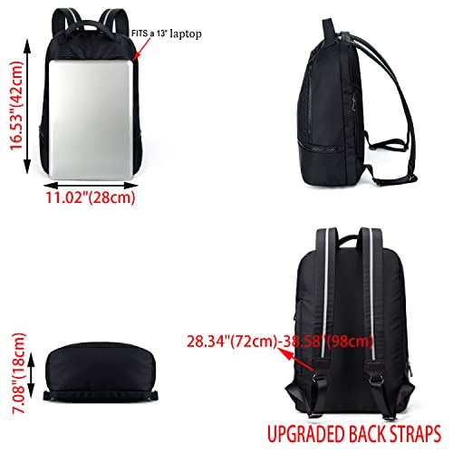 UTO Fashion Nylon Backpack Functional School Gym Sport Hiking Bag Reflective Straps E Black