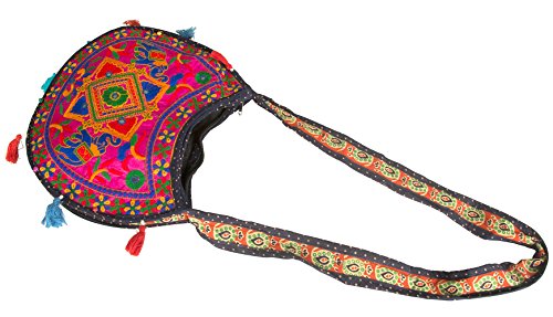Floral Colorful Shoulder Bag Crossbody Hobo Satchel Hippie Boho Fashion Women Functional Stylish Everyday (Pink Elephant)