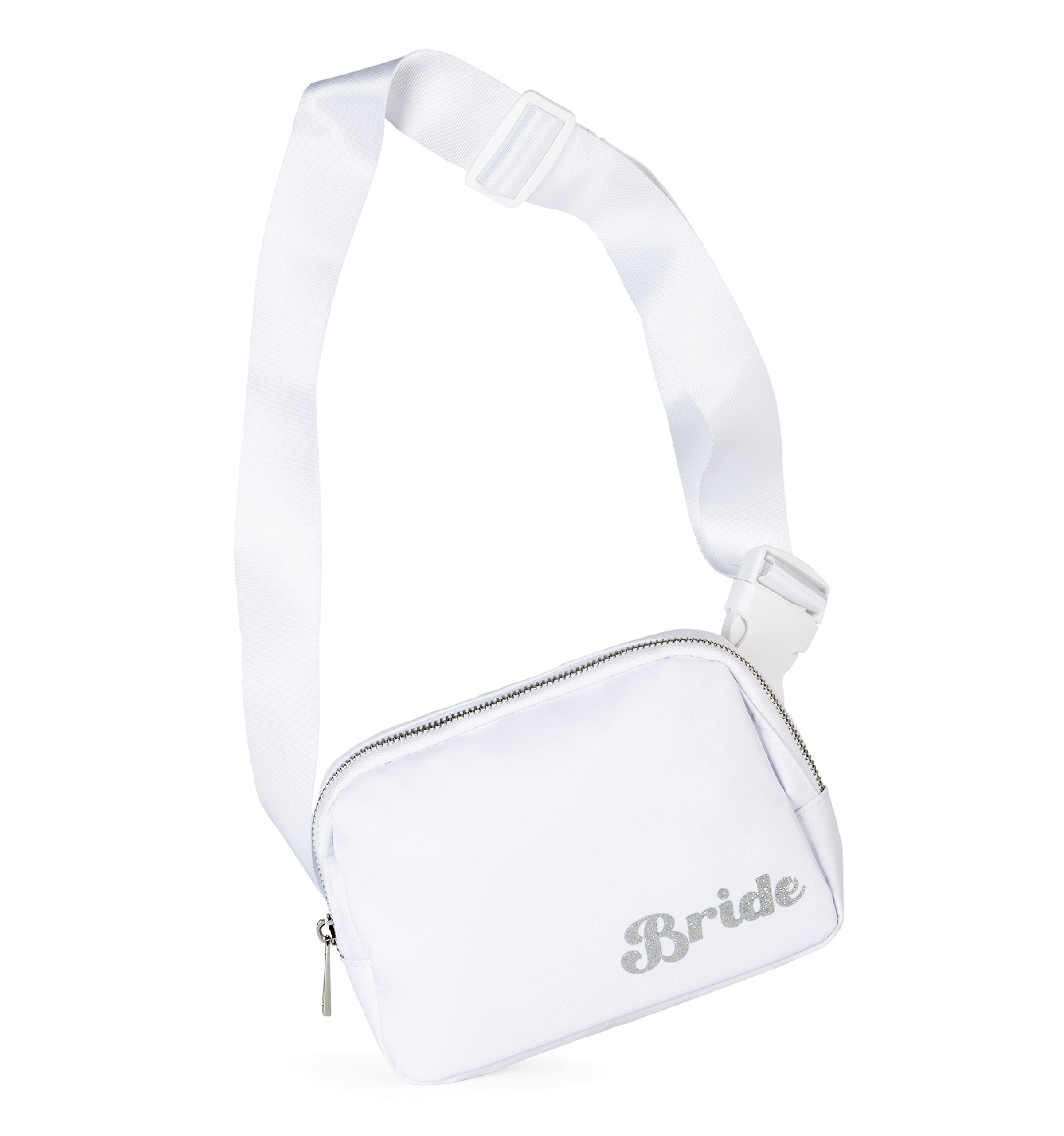Newlywoo White Nylon Polyester Water Resistant Zipper Waist Pack for Brides